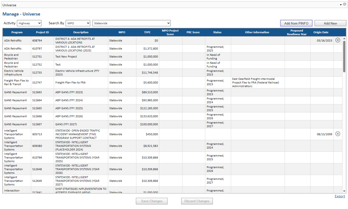 Universe – MassDOT - PMG Software Professionals